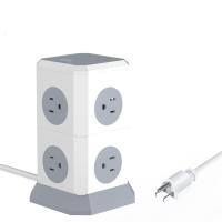 China Tabletop Vertical Tower US Extension Board Socket 10A 16A 110 220V with USB Output for sale