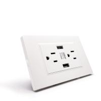 China Double Power Point Wall Socket with Two USB Ports ABS Material 5V 2.4A for sale