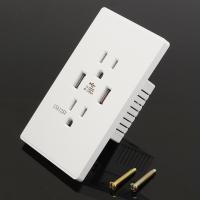 China Double Power Point Wall Socket with Two USB Ports ABS Material 5V 2.4A for sale