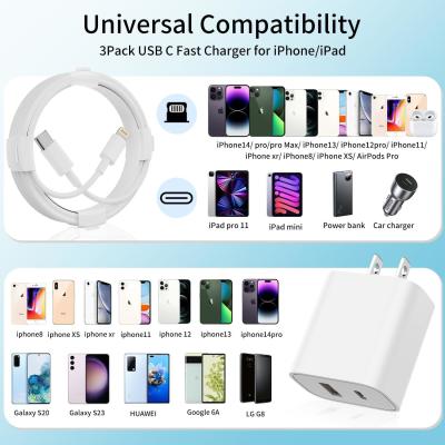 Cina 20W Dual Port QC PD 3.0 Power USB C Wall Charger per iPhone 14/13/12/Pro/Pro Max/XS/X/SE in vendita