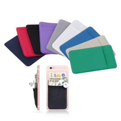 China Flexible lycra cell phone smart wallet mobile card holder with cover on top for sale