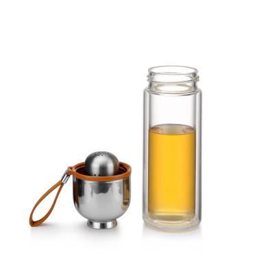 China Food Grade Water Separating Loose Leaf Double Wall Glass Tea Infuser Custom for sale