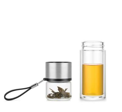 China Drinking Double Wall Tea Infuser Strainer Glassware Cup 238ml for sale