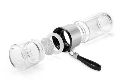 China Drinking Double Wall Tea Infuser Strainer Glassware Cup 238ml for sale