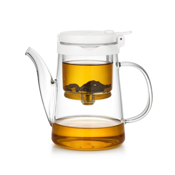 Quality 550ml Glass Tea Infuser Steeper Teapot Stainless Steel Lid OEM for sale