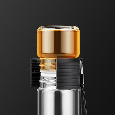 China Lightweight Clear Double Wall Glass Tea Infuser Bottle Tumbler With Filter for sale