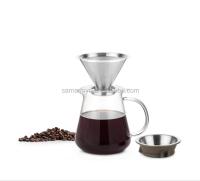 China Reusable Handblown Glass Manual Drip Coffee Pot Maker Filter Baskets for sale