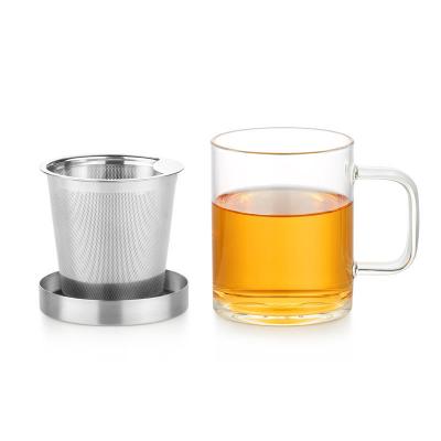 China Office Espresso Coffee Borosil Glas Theekopjes Draagbaar 350 ml Met Infuusers Te koop
