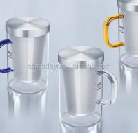Quality Stainless Steel Lid Glass Tea Cup Travel Mug Modern With Handle 500ml for sale
