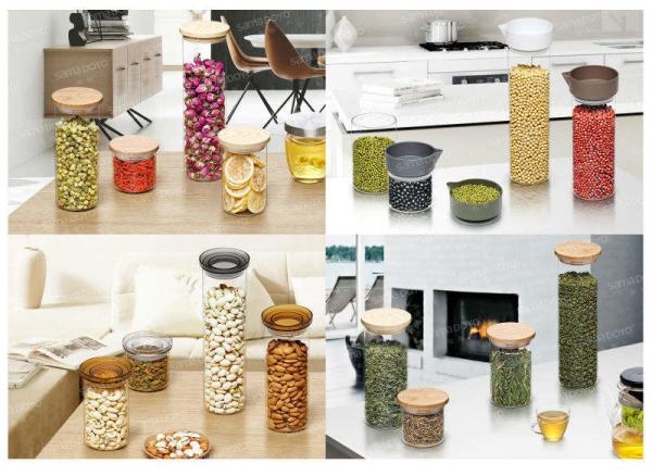 Quality Borosilicate Glass Pasta Storage Containers Food Jars For Kitchen Spice for sale