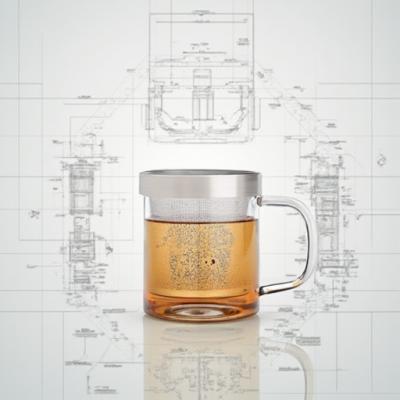 China Thermal Resistance Stackable Glass Tea Cup With Heat-Resistant Food Grade Stainless Steel Infuser for sale