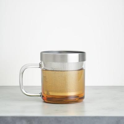China Durable Long-Lasting Stackable Glass Tea Cup with Food Grade Stainless Steel Infuser for sale