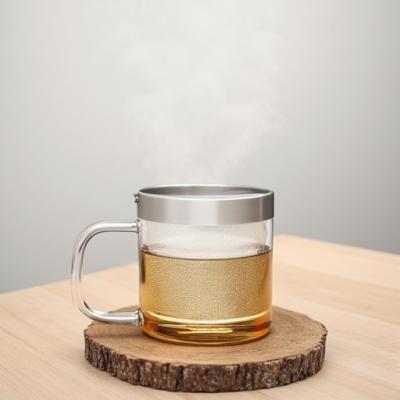 China Durable Borosilicate Glass Body Glass Tea Cup 400 Gram Weight  Food Grade for sale