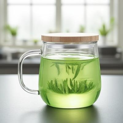 China Borosilicate Glass Body Glass Tea Cup With Customized Pattern Design for sale