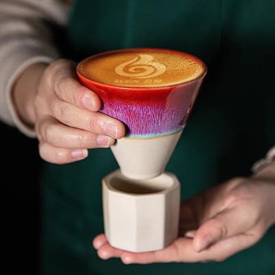 China 200ml / 6.7oz Retro Coffee Cup Creative Cross-border Cup Funnel Ceramic Cup Japanese Coarse Pottery Mug for sale