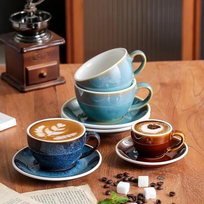 China 75ml 200ml 250ml 300ml 350ml Kiln Style Breakfast Mug Cappuccino Espresso Latte Cups Porcelain Ceramic Coffee Cup And Sa for sale
