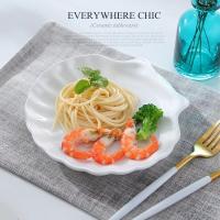 China White Ceramic Shell Shape Dinner Plates Set 3-10 Inch Restaurant Tableware for sale