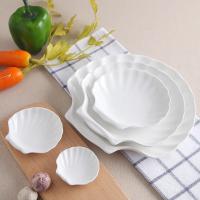 China White Ceramic Shell Shape Dinner Plates Set 3-10 Inch Restaurant Tableware for sale