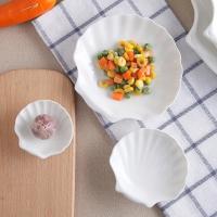 China White Ceramic Shell Shape Dinner Plates Set 3-10 Inch Restaurant Tableware for sale