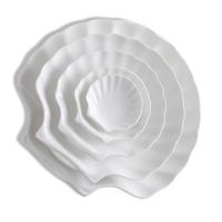 China White Ceramic Shell Shape Dinner Plates Set 3-10 Inch Restaurant Tableware for sale