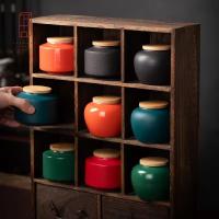 China Retro Ceramic Mini Tea Cans 200ml Sealed Storage Cans for Kitchen for sale