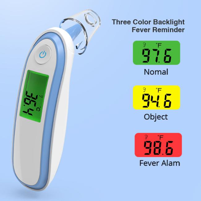 Front view of forehead thermometer showing LCD display