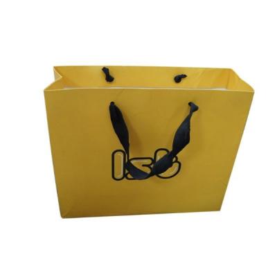 China paper bags with ribbon for sale
