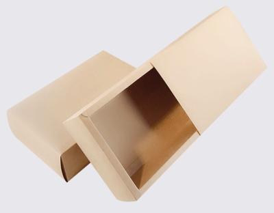China Eco friendly luxury recycled folding brown kraft paper drawer box custom sliding drawer box for sale