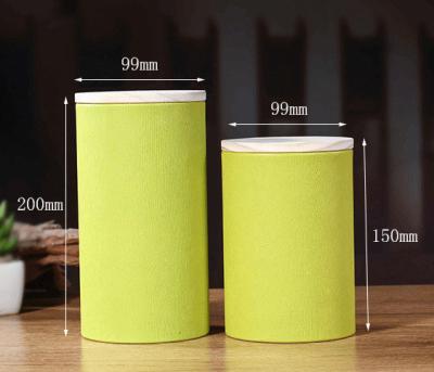 China customized printing high quality cylinder round tube tea packaging paper box with solid wood cover for sale