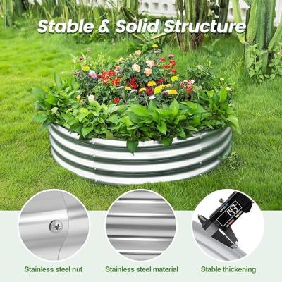 Cina Facile da assemblare Metallo rotondo Alzato Letti da giardino Esterno 2 * 1ft Sliver in vendita