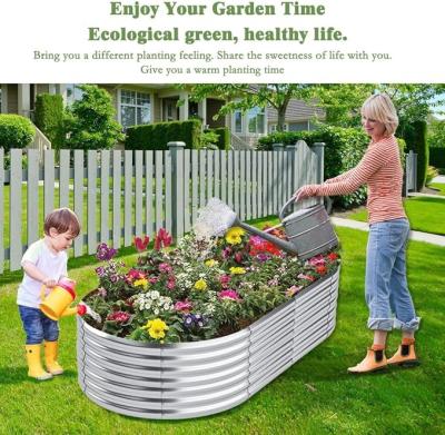 Cina Letto da giardino galvanizzato alzato Letto da giardino da piantagione 6*3*2 Ft Ovale Metallo Box Giardino esterno, grande Metal Garden Box in vendita