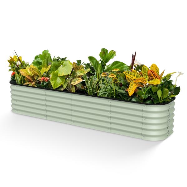 Quality Easy Assembly Light Green Oval Galvanized Raised Garden Beds 8*2*1.5 Ft for sale