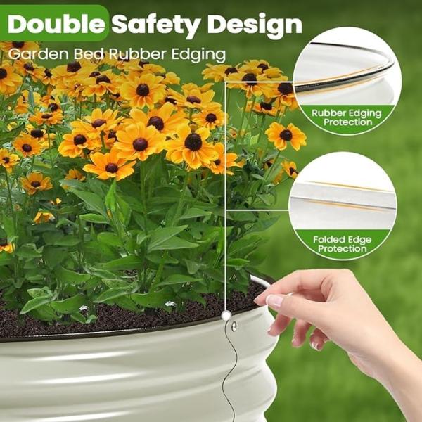 Quality Easy Assembly Light Green Oval Galvanized Raised Garden Beds 8*2*1.5 Ft for sale