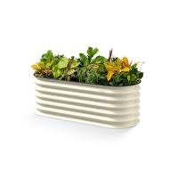 Quality 3.5*2*1.5Ft Oval Metal Garden Bed Ivory White Galvanized Metal Flower Bed for sale
