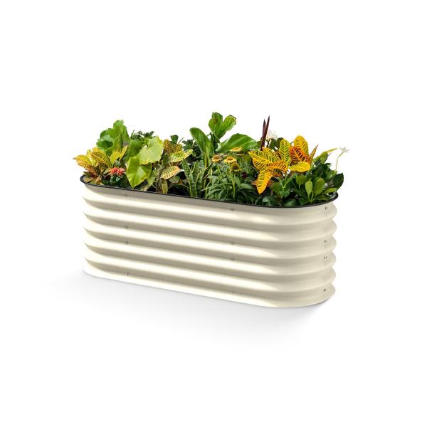 Quality 3.5*2*1.5Ft Oval Metal Garden Bed Ivory White Galvanized Metal Flower Bed for sale