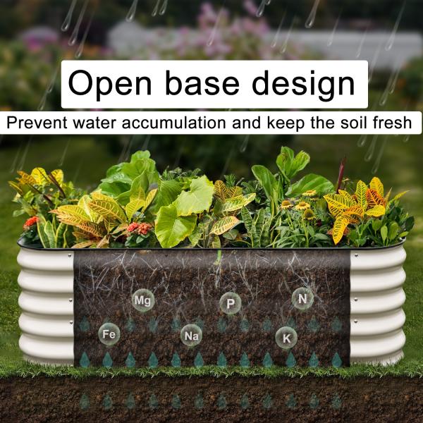 Quality 3.5*2*1.5Ft Oval Metal Garden Bed Ivory White Galvanized Metal Flower Bed for sale