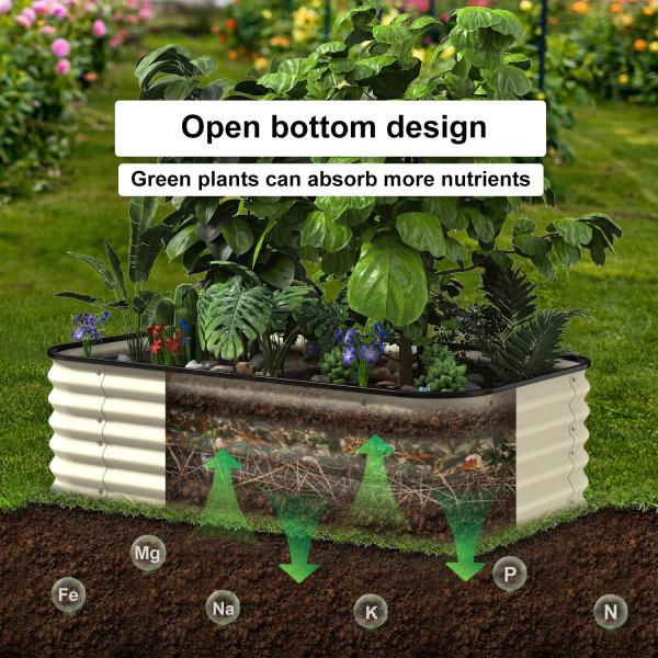 Quality Ivory White 6.5*3.5*1.5 Ft Galvanized Planter Box For Vegetables Fruits Herbs for sale