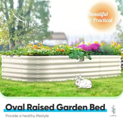 Cina 8*3.5*1.5ft Avorio Bianco Ovale Galvanizzato Alzato Letti da giardino Esterno Logo personalizzato in vendita