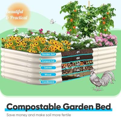 Cina 8*3.5*1.5ft Avorio Bianco Ovale Galvanizzato Alzato Letti da giardino Esterno Logo personalizzato in vendita