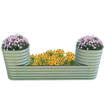 Cina Letto da giardino galvanizzato rialzato 7.9*2*2.6 Ft Scatola di piantare metallo irregolare per piantare piante all'aperto Verdure verde chiaro in vendita