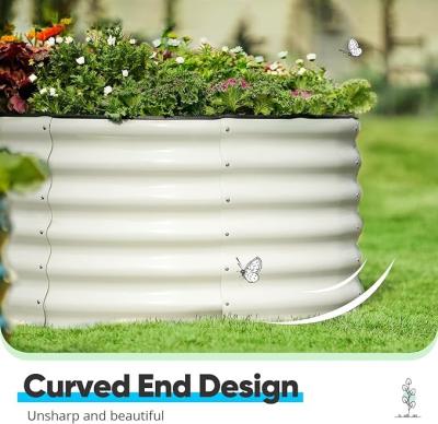 Cina Letto da giardino galvanizzato alzato esterno 7.9*2*2.6 Ft Box da giardino senza fondo Avorio Bianco Metallo Letti alzati per il giardinaggio in vendita