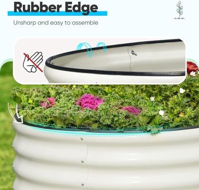 Cina Letto da giardino galvanizzato alzato esterno 7.9*2*2.6 Ft Box da giardino senza fondo Avorio Bianco Metallo Letti alzati per il giardinaggio in vendita