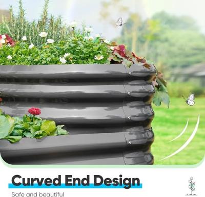 Cina Letto da giardino sollevato 7*7*1.4 Ft Grigio scuro Metallo modulare piantagione da giardino sollevato Scatola per fiori all'aperto Erbe vegetali in vendita