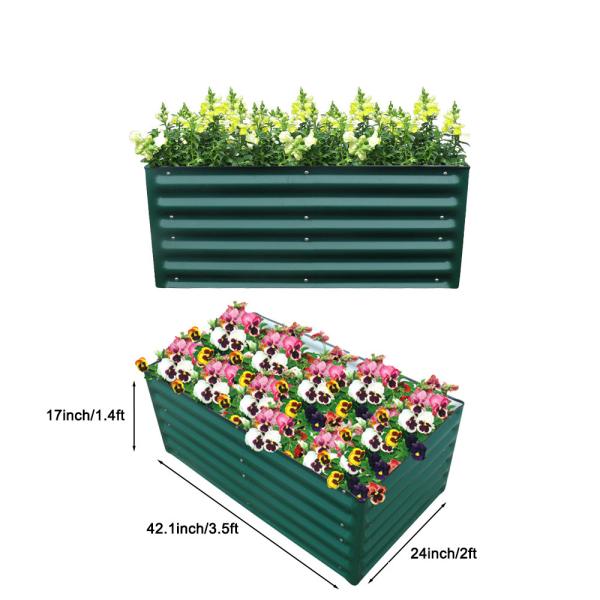 Quality Weather Proof Metal Raised Bed Planters 3.5*2*1.4 Ft Dark Green for sale