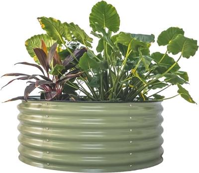 Cina Caselle da giardino per piantare galvanizzate da esterno piantatrici da giardino galvanizzate in acciaio rotondo rialzate 3,5x0,92 Ft in vendita