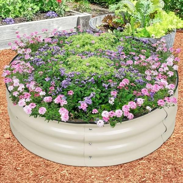 Quality Modern Round Galvanized Garden Beds Above Ground Metal Planters For Vegetable 3 for sale