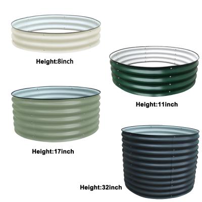 Cina Rustproof 3,5*2,6ft Round Tall Metal Alzato Letto da giardino Verde scuro in vendita