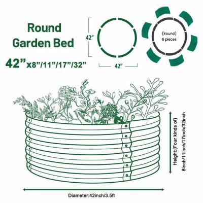 Cina Rustproof 3,5*2,6ft Round Tall Metal Alzato Letto da giardino Verde scuro in vendita
