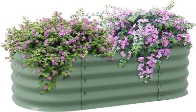 China Kit de cama de jardim galvanizado de aço elevado ao ar livre 3.4 * 2 * 0.92 FT Caixas de plantação de metal com luvas de segurança de borda acima do solo à venda