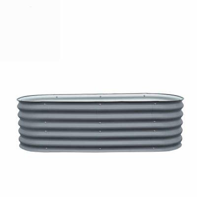 China Oval donkergrijze gegalvaniseerde verhoogde tuinbedden Outdoor voor groenten Te koop